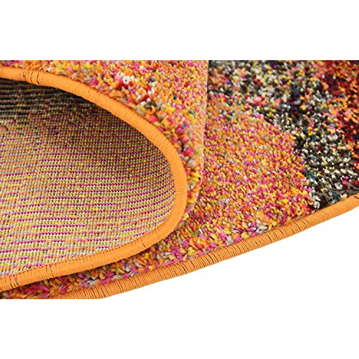 Unique Loom Estrella Collection Rustic, Distressed, Modern, Abstract Area Rug, 6 ft, Orange/Black