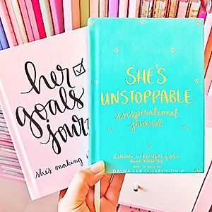 Eccolo Inspirational Quote Journal for Women, Hardcover Notebook, Faux Leather, Lay Flat Notebook, “She's Unstoppable”, Dayna Lee Collection (Mint, 5x7 Inches)