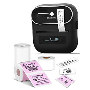 Phomemo M220 Label Maker,3.14 Inch Barcode Label Printer,Portable Thermal Printer,Bluetooth Label Maker with Tape (Address Label,Pink Label, White Label) for Mailing,Name,Home,Office,School