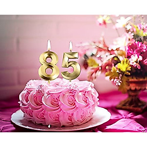 Gold 85th & 58th Birthday Candles,Gold Number 85 58 Cake Topper for Birthday Decorations Party Decoration