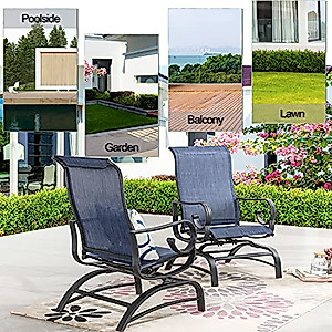 LOKATSE HOME Patio Rocking Bistro Chairs Outdoor Dining Seating Armchair Metal Furniture with Textilene Mesh, Set of 2, Blue