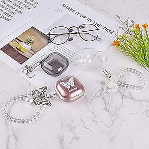 Fycyko Compatible with Samsung Galaxy Buds 2 Pro(2022) Case/Galaxy Buds 2/Galaxy Buds Pro/Galaxy Buds Live Case Clear Glitter Cute Butterfly Cover with Keychain Soft TPU for Women Girls