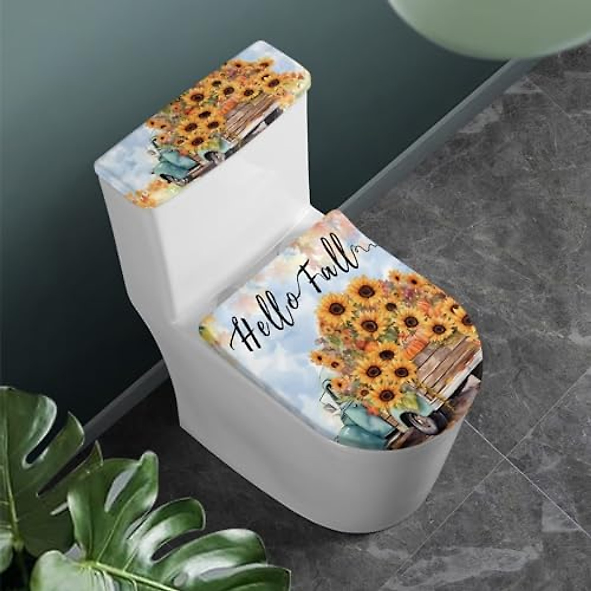 FUIBENG Butterfly Toilet Lid Cover Elongated Colorful Butterflies Toilet Lid Cover and Toilet Tank Lid Cover for Bathroom Washable Soft Toilet Cover,Fit Most Toilet Lid