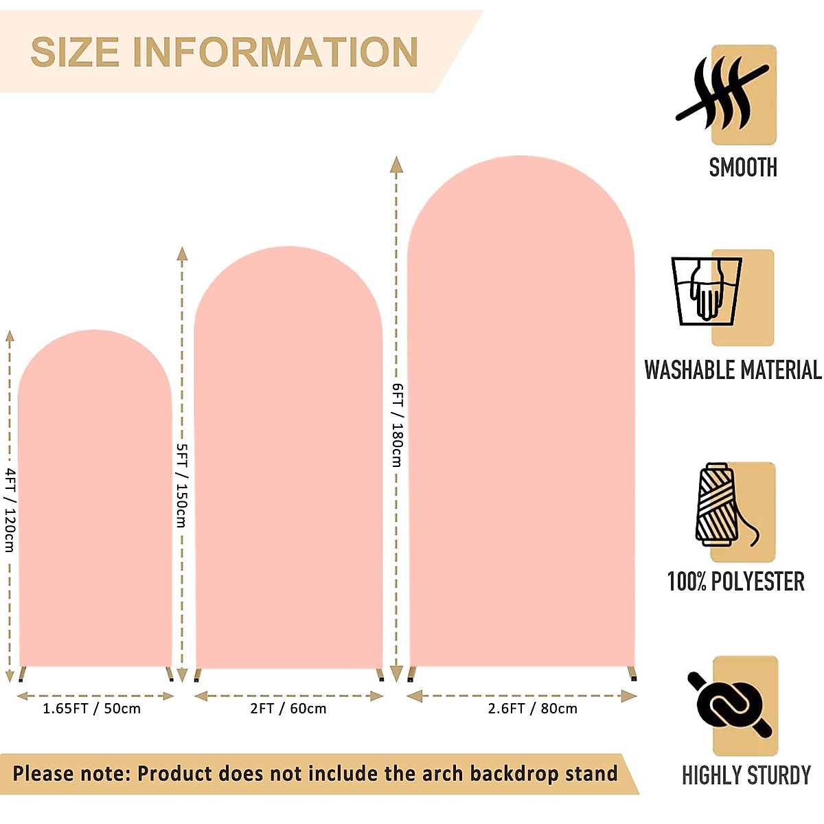 FANPROMS Arch Backdrop Cover Set of 3 Hot Pink Arch Cover Backdrop Fabric 5FT 6FT 7FT Spandex Round Top Arch Stand Covers for Birthday Party Arch Covers Stretchy Backdrop for Prom Reception Decor