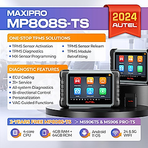 Autel MaxiPRO MP808S-TS Bidirectional Tool: 2024 2-Years Free Update OBDII Scanner with TPMS Programming, Active Test, 31+ Service, All System Scan, ECU Coding as MP808BT Pro, MS906TS, MS906 Pro-TS