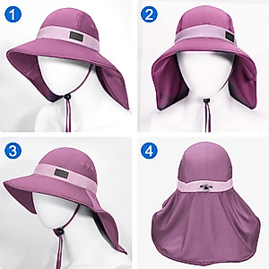 Sukeen Cooling Sun Hat for Men Women UPF50+ Wide Brim Fishing Hat with Neck Flap Adjustable Foldable Bucket Hat for Hiking Purple