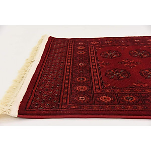 Unique Loom Tekke Collection Over-Dyed Saturated Traditional Torkaman Area Rug, 2 ft 7 in x 10 ft, Red/Burgundy