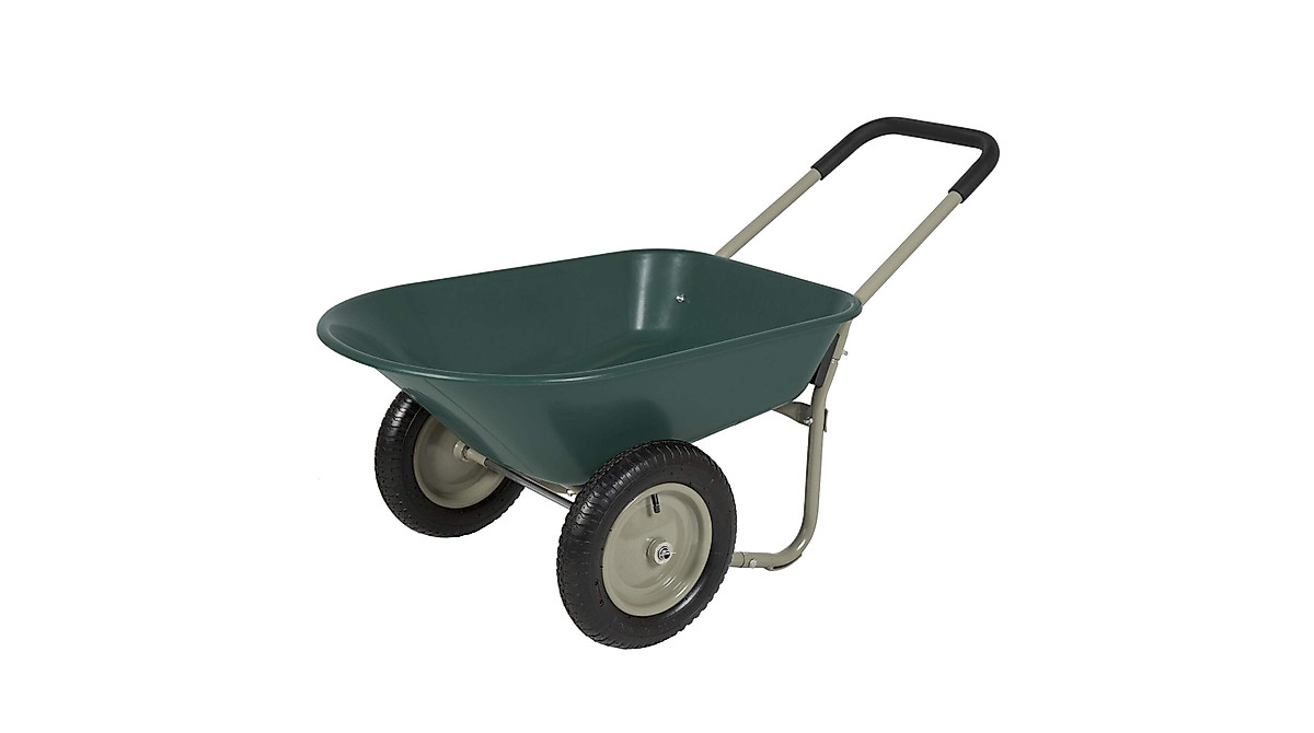 Heavy Duty Polyurethane 2-Tire Wheelbarrow for Yard & Construction