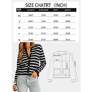 LILLUSORY Women's Striped Cardigan Sweaters Fall Outfits Clothes Fashion Trendy Long Sleeve Tops Casual Knit Lady Jackets White Black M