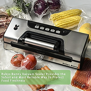 Precision Vacuum Sealer, 90Kpa Food Saver Vacuum Sealer Machine, 10-in-1 Functions, Easy-lock Handle, Double Pump Vacuum Sealer Machine with Bags Storage, Built-in Cutter, Stainless Steel
