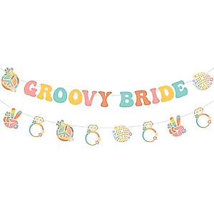 Sursurprise Groovy Bachelorette Party Decorations, Groovy Bride Banner, Retro Boho Hippie Banner for Groovy Bridal Shower Engagement Wedding Party Supplies