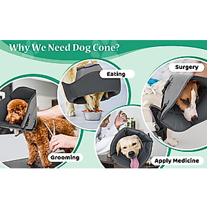 Superior Strong Oxford Cotton Lining Adjustable Buckle Pet Friendly Waterproof Secure Fit Soft & Protective Dog Cone Collar for Grooming, After Surgery Recovery, Rashes Protection (Extra Large), Gray