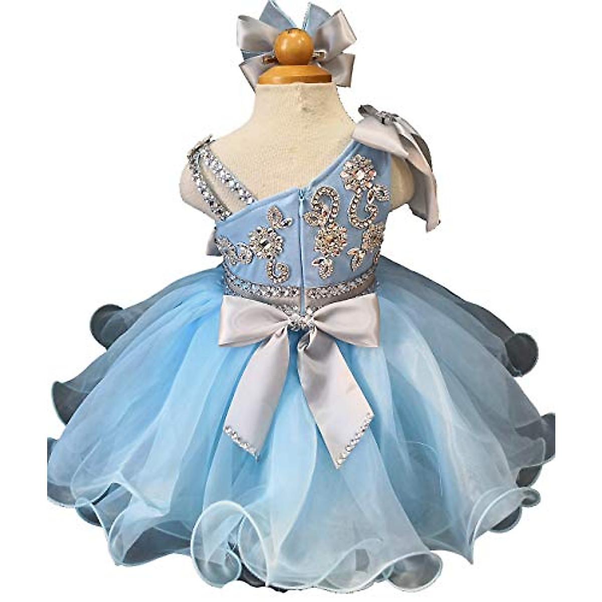 Jenniferwu G285BB Infant Toddler Baby Newborn Little Girl's Pageant Party Birthday Dress Baby Blue Size 9-12M