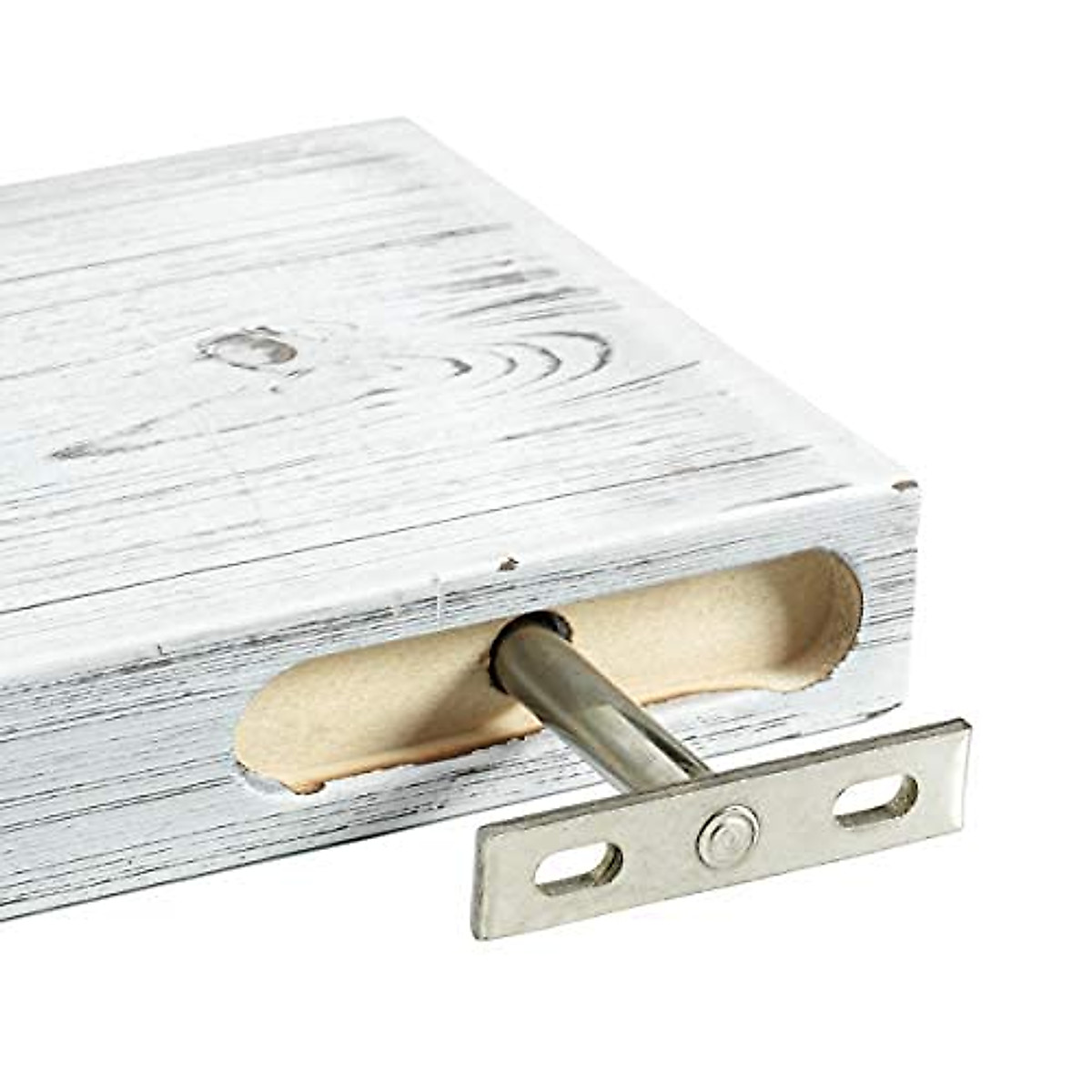 Mark One Home Goods Rustic Farmhouse 3 Tier Floating Wood Shelf - Floating Wall Shelves (Set of 3), Hardware and Fasteners Included (White, 3 Tier)