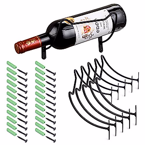 Hipiwe Pack of 6 Wine Rack Wall Mounted Wine Bottle Holder - Metal Red Wine Display Holder for Home Bar Decor Wall Hanging Beverages Liquor Bottles Storage Rack with Hardware