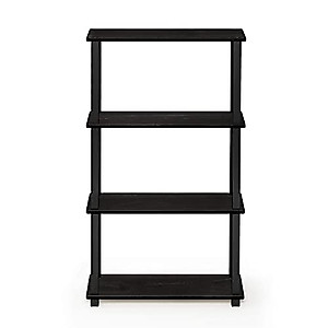 Furinno Turn-N-Tube 4-Tier Multipurpose Shelf Display Rack, Square Tube, Espresso/Black