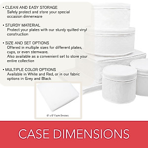 LAMINET 6 Piece Quilted Dinnerware Storage Starter Set - Includes 4 Plate Cases, 1 Cup Case & Platter Case - White