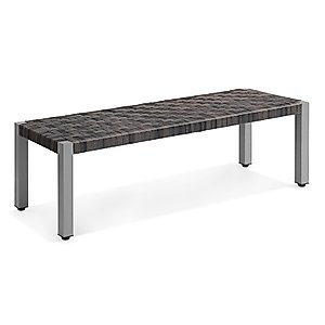 ONBRILL Outdoor Bench, Hand-Woven Rattan Garden Bench, All-Weather Patio Bench, Wicker Entryway Bench for Outdoor or Indoor, Gray