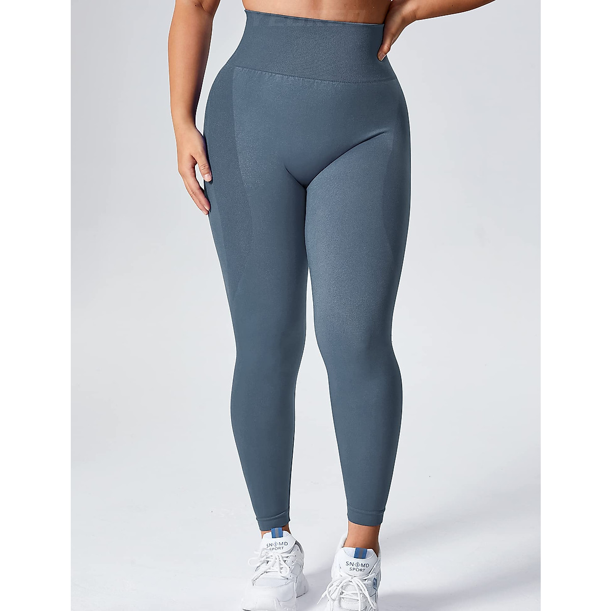 YEOREO Women Seamless Workout Leggings Gym High Waist Smile Contour Yoga Pants Navy X-Large