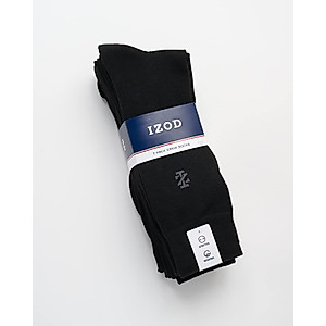 IZOD Men's Dress Socks - Lightweight Mid-Calf Crew Dress Socks (7 Pack), Size 6-12.5, Black