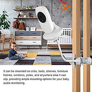 Flexible Baby Monitor Mount for VTech VM819 Baby Monitor Baby Camera Holder Stand Shelf, Versatile Twist Mounting for Crib Nursery Cot Shelves or Furniture, Baby Monitor Kits, White, No Drill