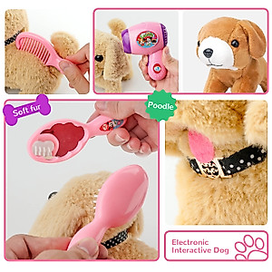 BELLOCHIDDO Dog Toys for Kids, Pretend Play Puppy Dog Toy for Kids with Interactive Electric Dog, 7 Piece Pet Care Playset with Carrier, Educational Toys for 1 2 3 4 5 6 Old Girls