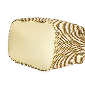 Rhinestone Evening Party Bags for Women Sparkly Gold Clutch Crystal Bucket Purse Wedding Purses Wallet Fancy Desinger Handbags Bing Glitter Shoulder Bags for Cocktail Prom Night Out Small Tote Bag