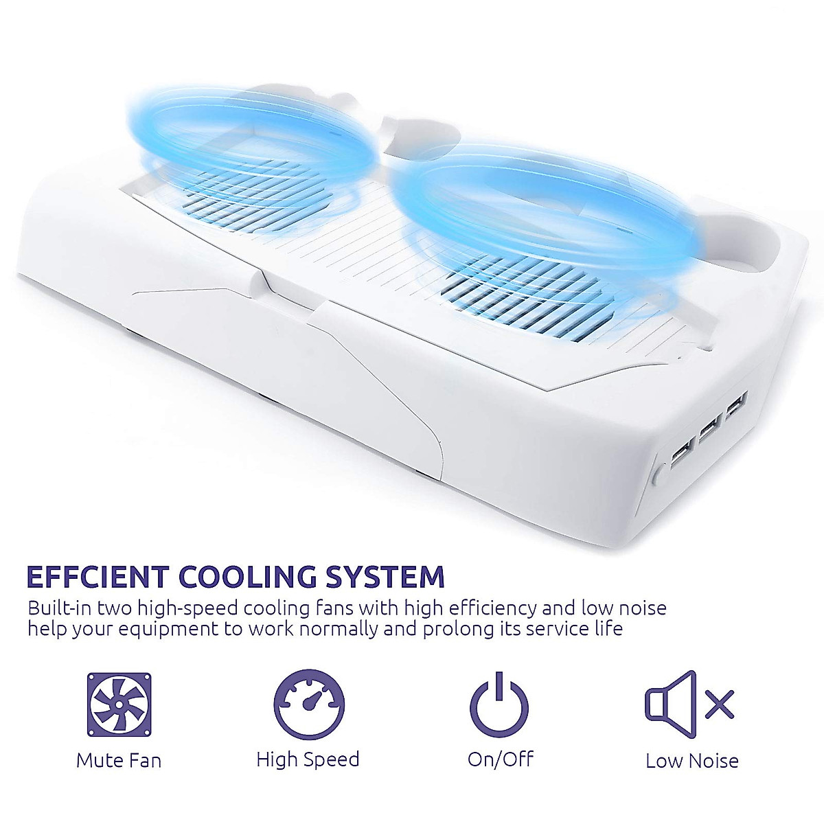 Stand with Cooling Fan and Dual Controller Charger for PS5, KRX All-in-One Design Accessories for Playstation 5 Digital Edition & Dualsense, Console System Charging & Cooling Station for PS5