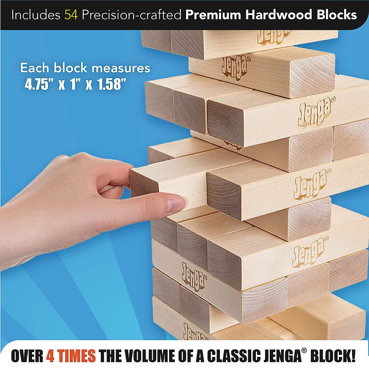 Jenga Giant - Stacks to Over 3 feet - Officially Licensed - JS4