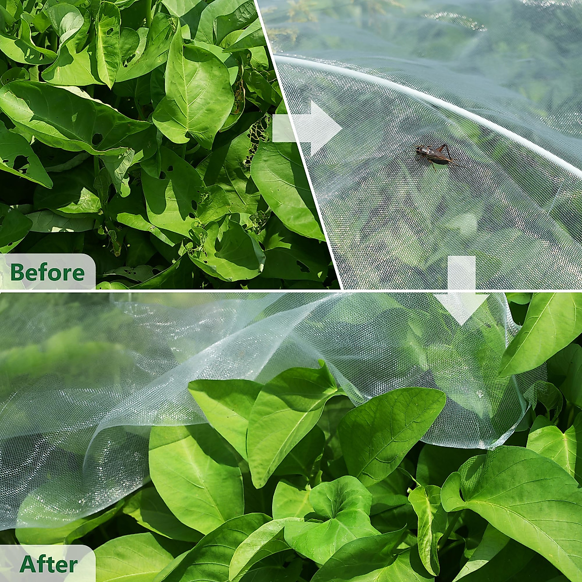 10 * 50FT Thicker Ultra Fine Garden Mesh Netting Pest Barrier, Plant Covers for Outdoor Patio Greenhouse Vegetables Fruit Flower Garden Protection, Row Covers Fabric Screen Insect Bug Bird Netting