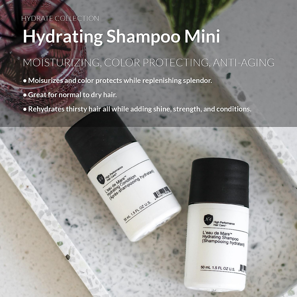 Number 4 Mini Hydrating Shampoo, Travel Size Shampoo for Women and Men. Sulfate, Gluten, & Paraben Free. Moisturizing & Color Protecting, 1.5 oz