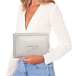 KATIE LOXTON Fabulous Friend Women's Vegan Leather Clutch Perfect Pouch Boxed Set of 2 Light Grey