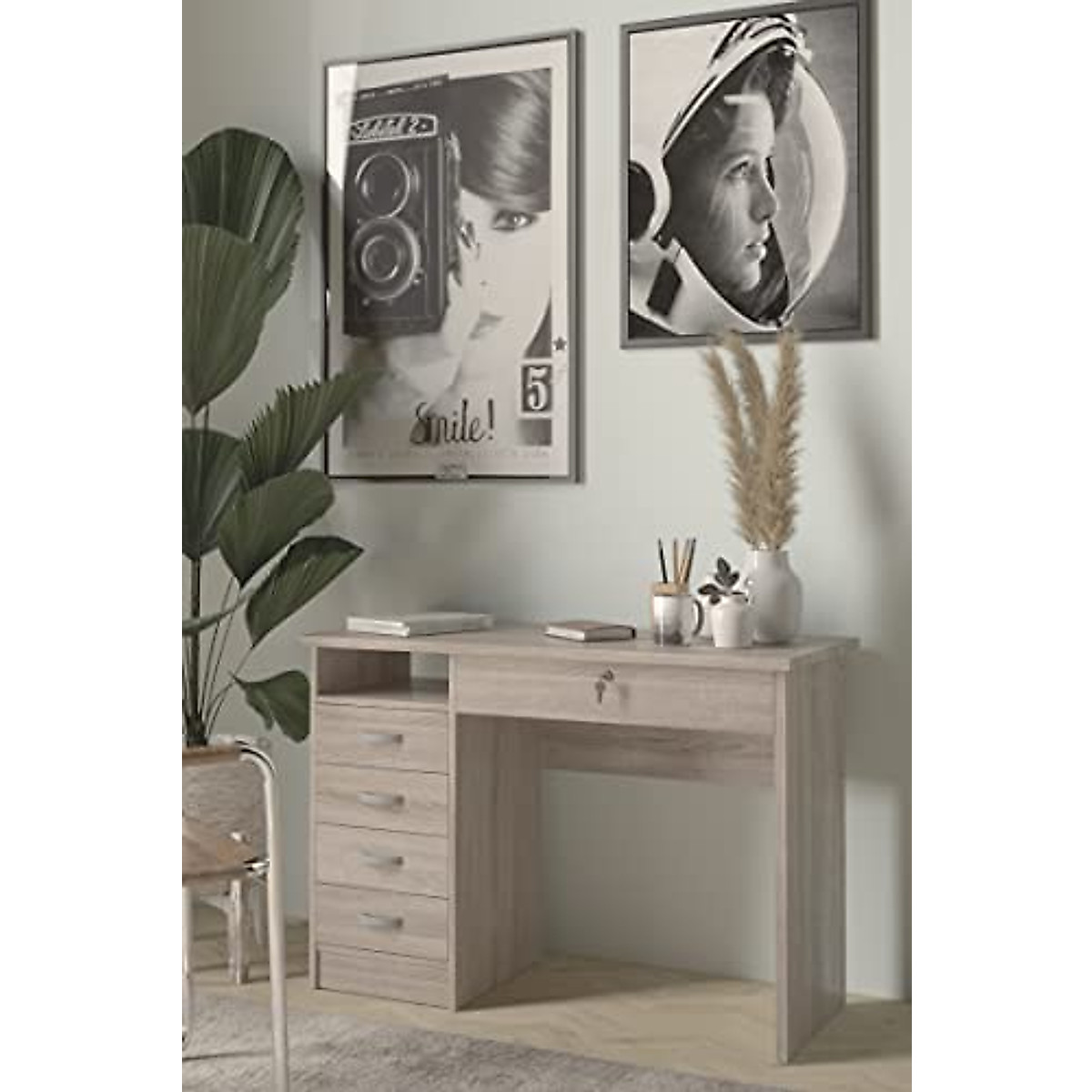 Tvilum 5 Drawers Desk, Truffle