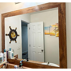 DESOMINOR 32.8Ft Brown Border Peel &Stick Wood Grain Wallpaper Border Removable Waterproof Bathroom Mirror Frame Sticker (Brown)