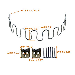 Coshar 3Pcs 16-Inch Sofa Upholstery Spring Replacement, Furniture Recliner Couch Repair Set, Screws and Clips Included - Silver