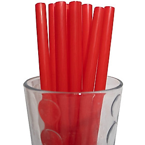 Made in USA Pack of 250 Unwrapped BPA-Free Plastic Smoothie & Boba Drinking Straws (Red - 8.5" X 0.50")