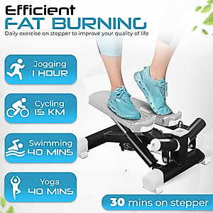 CLIÕ Advanced Twist Motion Mini Stair Stepper Exercise Equipment, Portable Small Stair Steppers for Exercise At Home, Resistance Bands & Mat - Hydraulic Fitness Stair Climber, 350lbs Weight Capacity