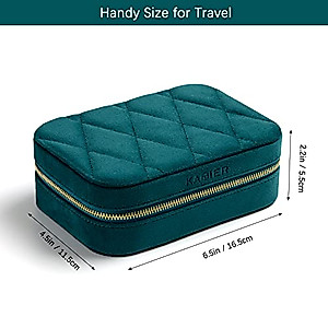 KAMIER Small Jewelry Boxes for Women | Velvet Jewelry Organizer Box for Earrings, Ring, Necklaces | Cute Jewelry Box for Women Men Girls(Peacock Blue)