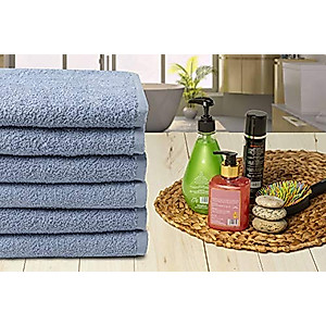 Cotton Bath Towels Set Blue 22" x 44" Pack of 6 Ultra Soft 100% Cotton Bath Towel Blue Highly Absorbent Daily Usage Bath Towel Ideal for Pool Home Gym Spa Hotel