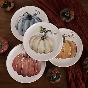 Bico Pumpkin Feast Ceramic Salad Plates, 8.75 inch, Set of 4, for Salad, Appetizer, Microwave & Dishwasher Safe