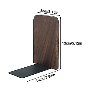 Xiaokeis 2Pcs Wood Book Ends,Decorative Bookends for Shelves,No Skid Black Walnut Book Holder for Home Office School,L-Shaped Bookend Perfect for Books/DVD's/CD'S/Video Games(Black Walnut)