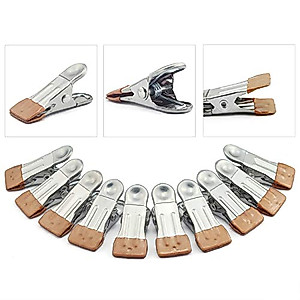 ZYAMY 10pcs Multi Function Windproof Clothes Clip Stainless Steel Small Heavy Metal Spring Clamps Gold Color 23x56mm for Drying Clothes