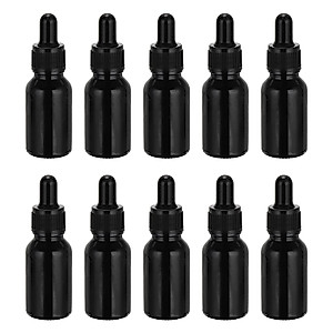 PATIKIL 15ml Glass Dropper Bottle, 10Pcs Leakproof Essential Oils Sample Liquid Perfume Container with Eye Dropper for Storage Travel, Black
