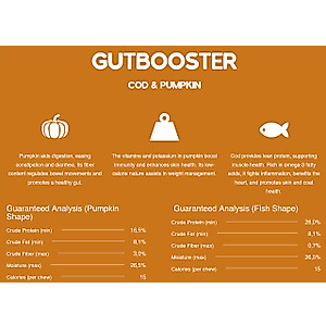 LuvTails Gut Booster Soft Chew Supplements for Dogs, Dog Digestive Support with Fennel, Pumpkin and Cod Oil Promotes Healthy Gut, 60 Chews