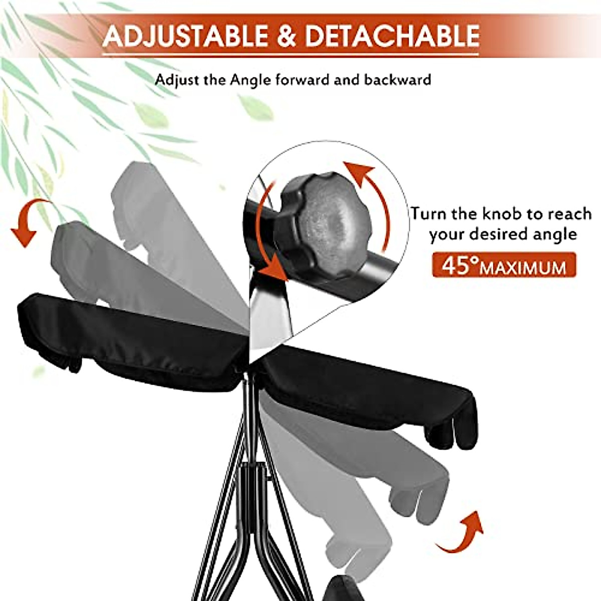 UPHYB Outdoor Patio Swing Chair, Porch Swing with Stand, Adjustable Canopy and Removable Cushions for Backyard, Garden, Poolside, Balcony