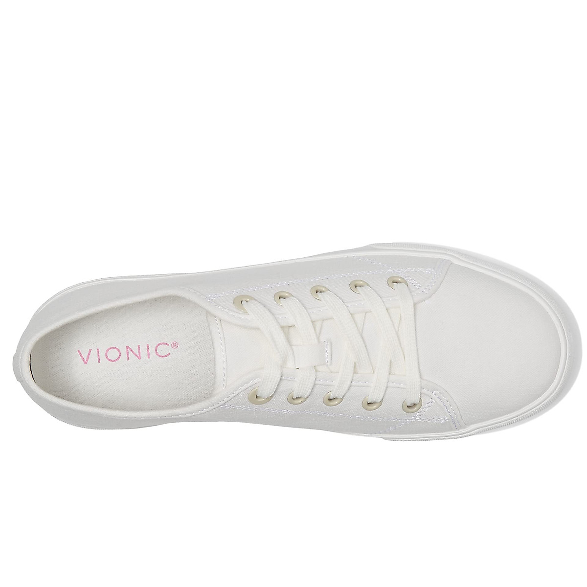 Vionic Oasis Women's Casual Canvas Lace Up Comfort Shoe White Canvas - 7 Medium