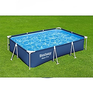 Bestway Steel Pro 9.8' x 6.6' x 26" Rectangular Steel Frame Above Ground Outdoor Backyard Swimming Pool Set with 330 GPH Filter Pump
