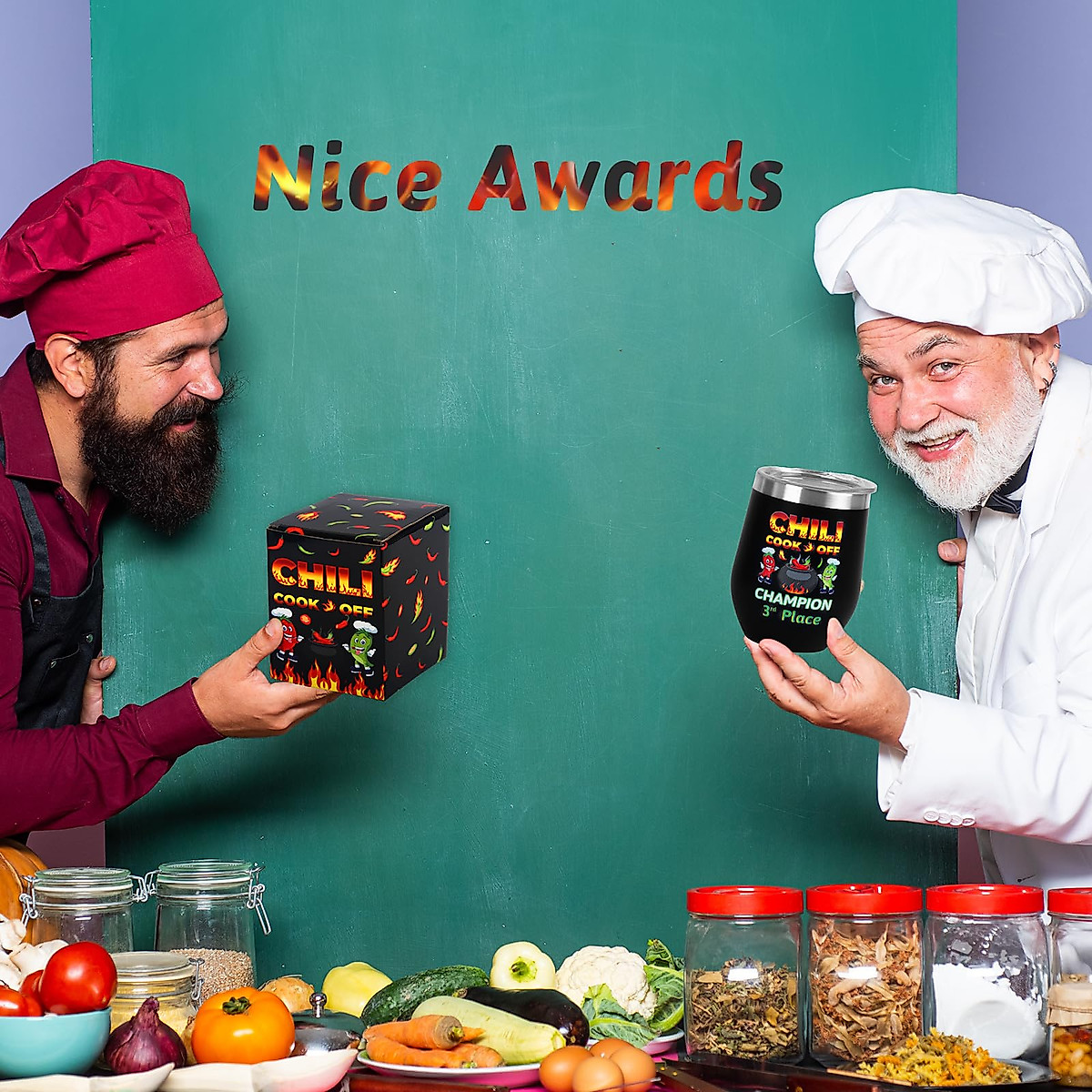 Tkifoda 3 Pcs Chili Cook Off Prizes Trophies Cups 1st 2nd 3rd Place Chili Cups Awards 12 oz Stainless Steel Insulated Tumbler with Lids Straws Brush Chili Boxes Chili Cook Off Decorations Supplies