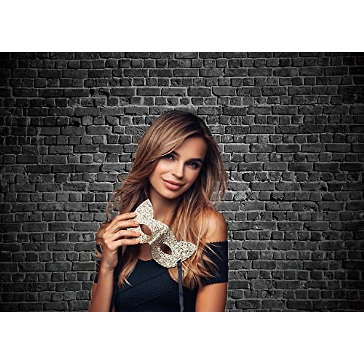 AIIKES 7x5FT Black Brick Backdrop Brick Wall Backdrop for Photography Baby Shower Birthday Party Decoration Backdrop Photo Studio Props11-894