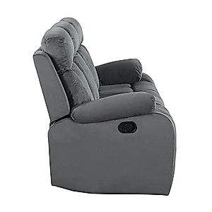 Blackjack Furniture Elton Microfiber Reclining Modern Living Room Loveseat, Sofa, Gray